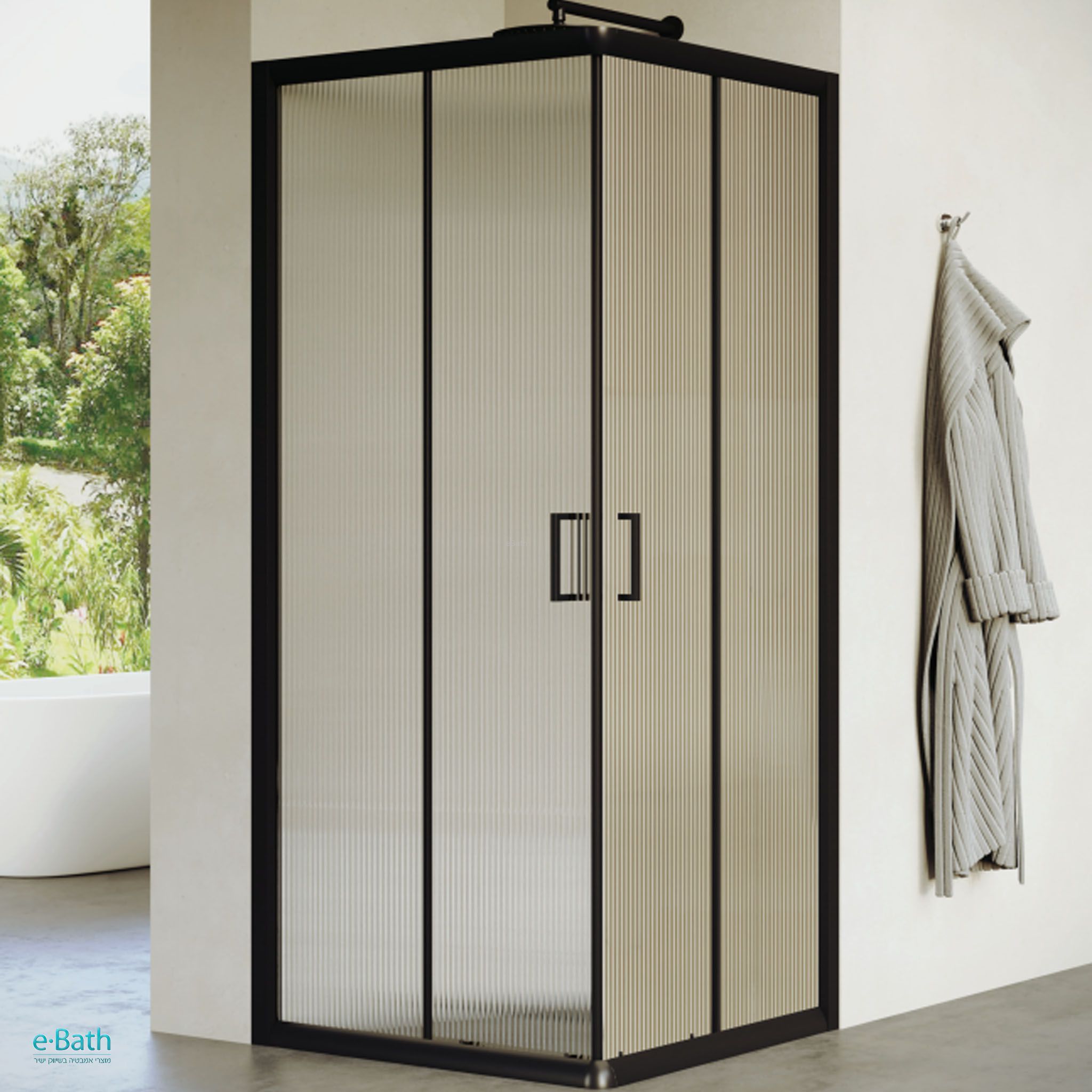 מקלחון הזזה מרובע, 2 דלתות נפתחות של חברת eBath.